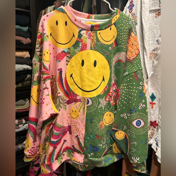 FARM Rio | Tops | Rare Farm Rio X Smiley Mixed Print Smiley Sweatshirt ...